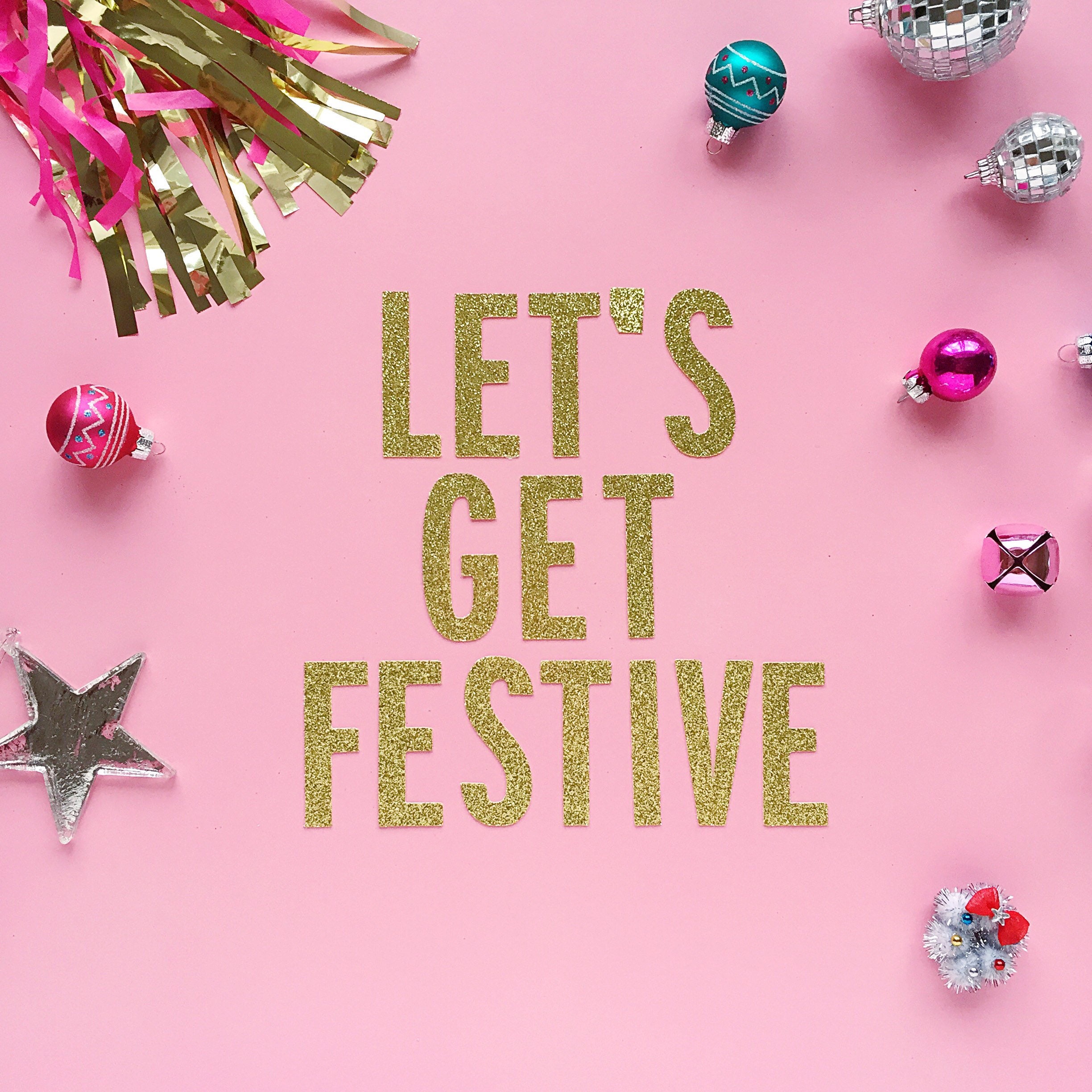 Let's Get Festive Christmas Banner/ Christmas Garland/ Holiday Banner ...