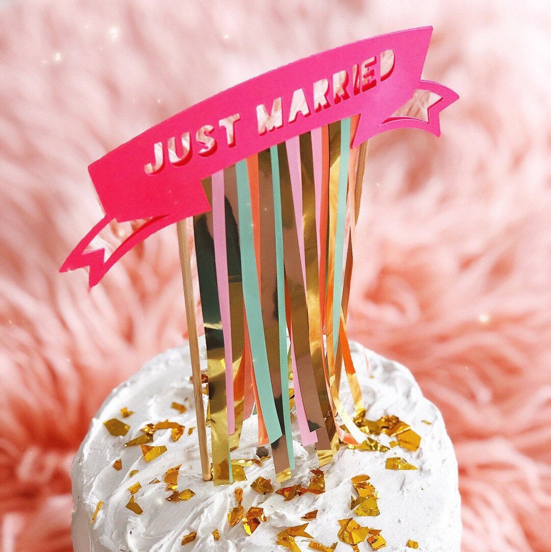 Just Married Wedding Cake Topper/ Fringe Cake Topper/ Fringe Cake ...