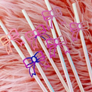 Bow Party Straws/ Ribbon and Bow Theme/ Custom Straws/ Girl Birthday ...