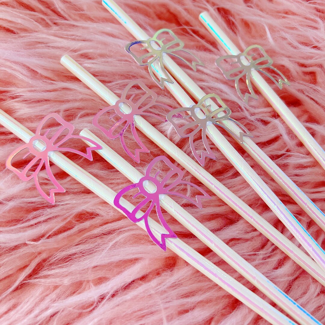Bow Party Straws/ Ribbon and Bow Theme/ Custom Straws/ Girl Birthday ...