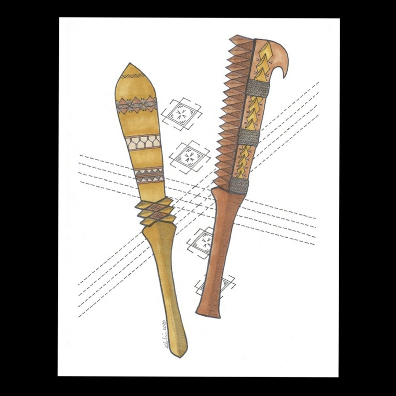 Samoan Weapons Wall Art Drawing DIGITAL DOWLOAD ONLY | Etsy