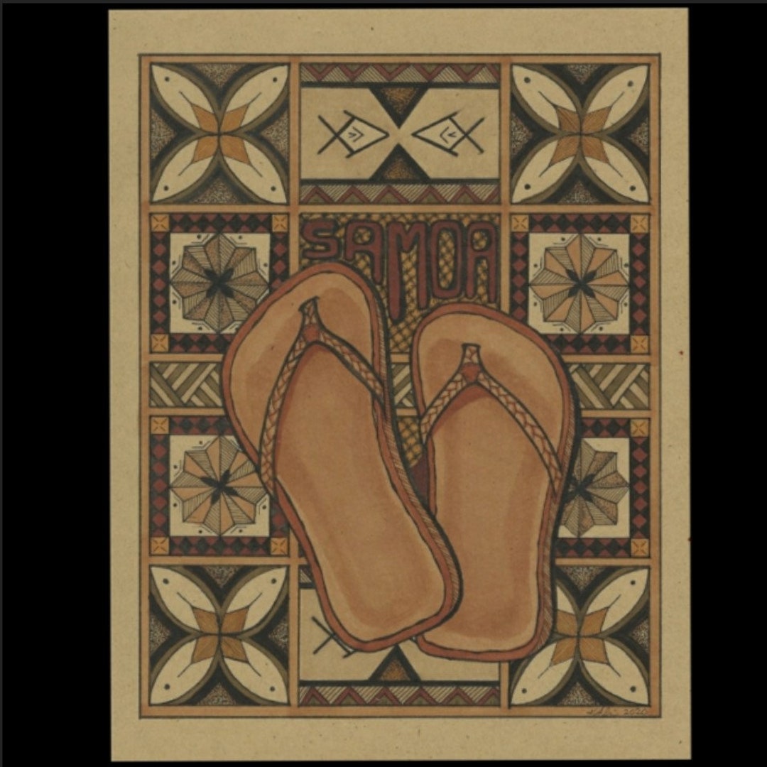 Samoan Travel Poster With Jandals, Sandals, Flip Flops, Slippers ...