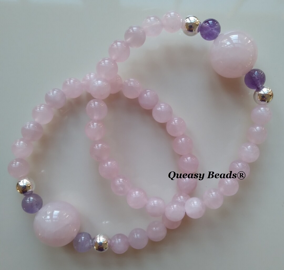 Queasy Beads® Stylish Motion Sickness Bracelets Rose Quartz Acupressure ...