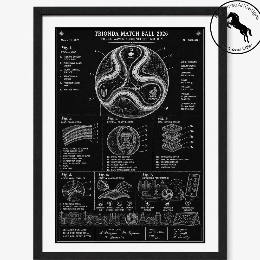 2026 World Cup Soccer Patent Art Print, Trionda Match Ball Technical ...