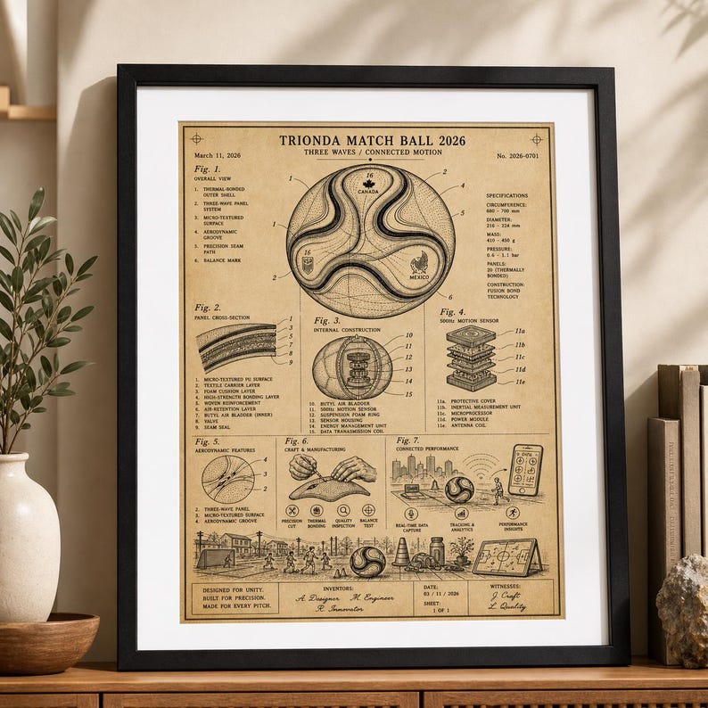 2026 World Cup Soccer Patent Art Print, Trionda Match Ball Technical ...