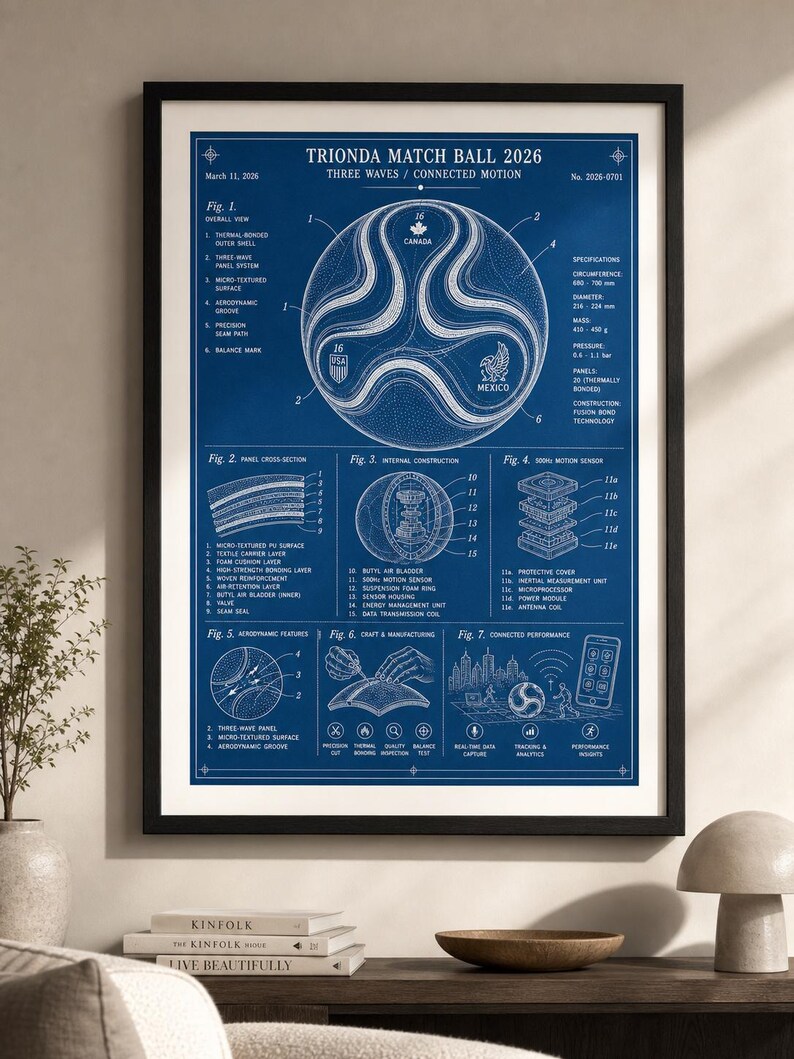 2026 World Cup Soccer Patent Art Print, Trionda Match Ball Technical ...