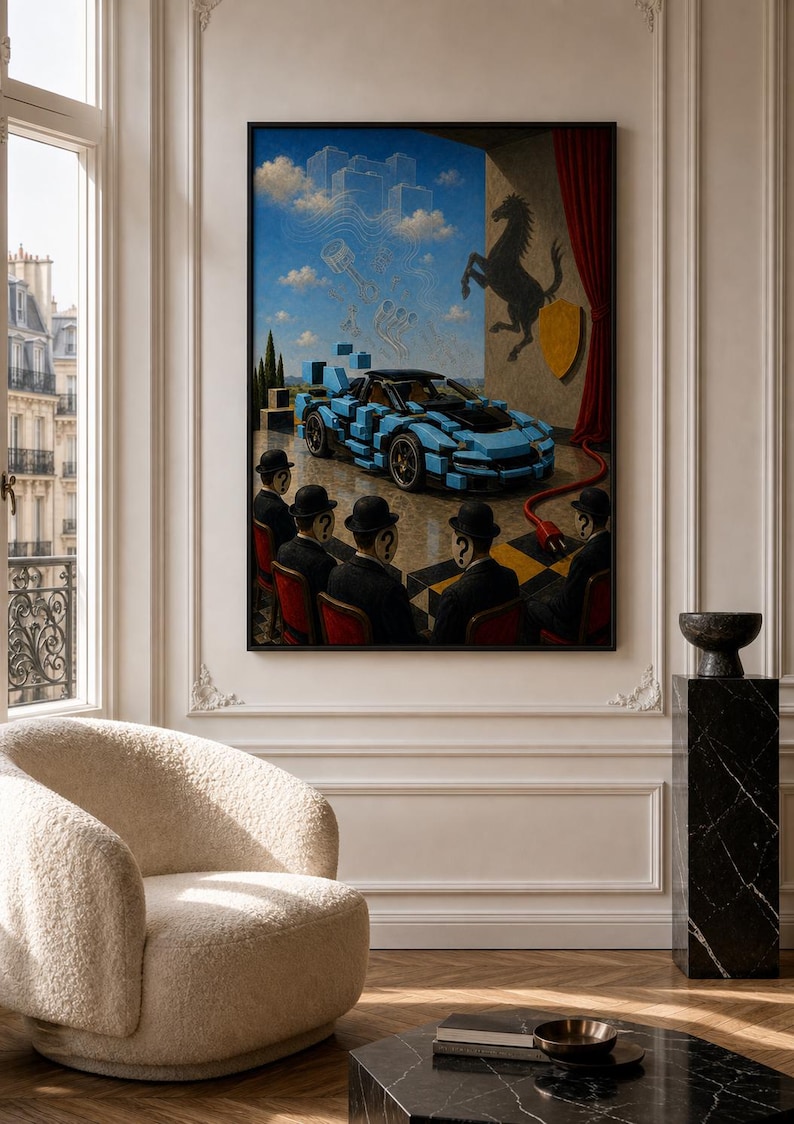 Ferrari EV Cubism Art Print: Abstract Prancing Horse Supercar Painting ...