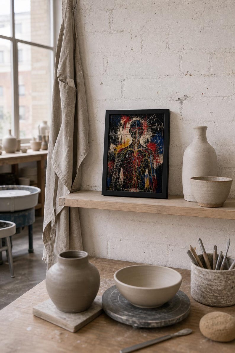 Abstract Music Anatomy Framed Art, Colorful Human Figure Soundwave ...