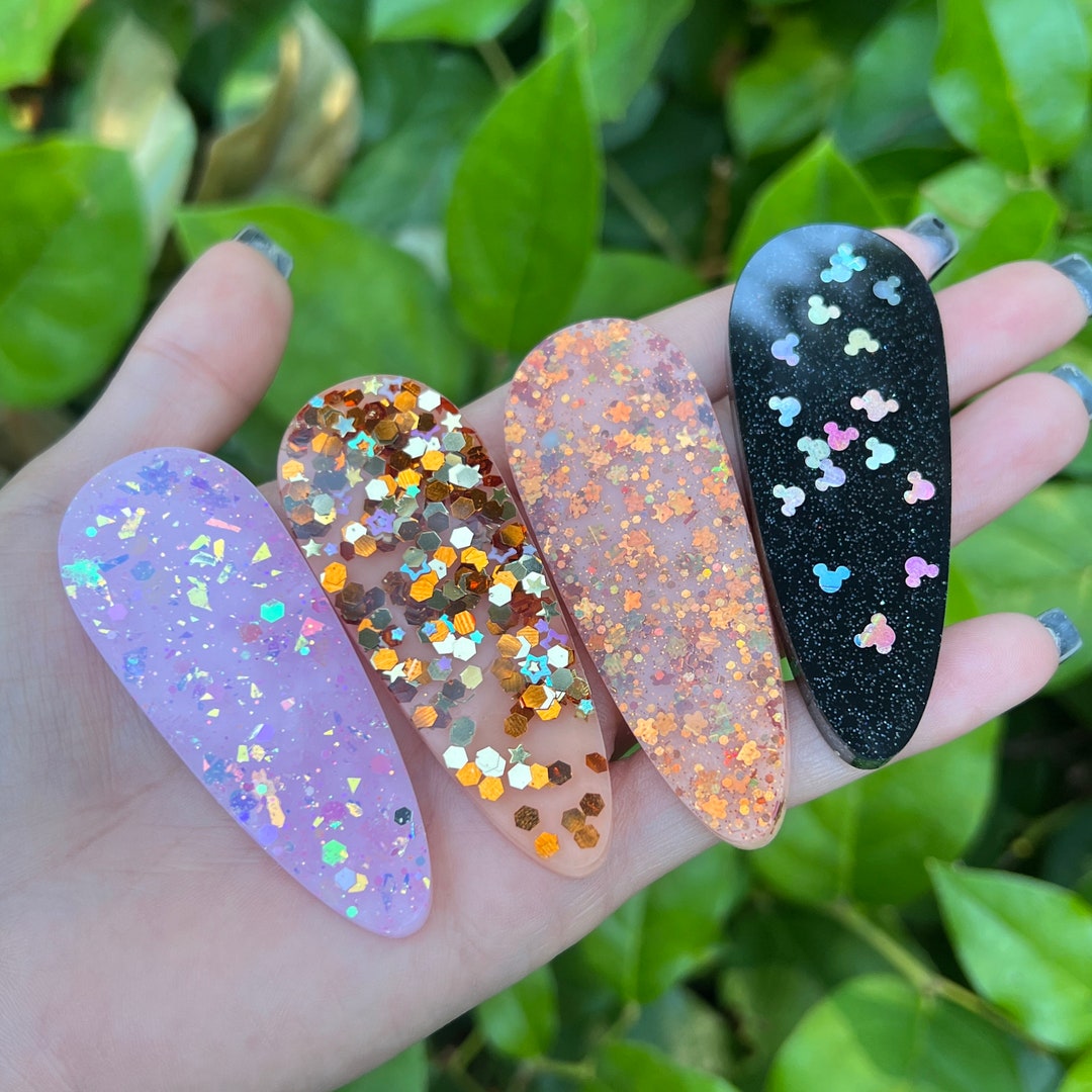 Glitter Resin Barrettes Chunky Shape Glitter Water Drop Alligator Clips ...