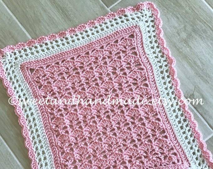 Doll Blanket Crochet Doll Blanket Pink White Doll Blanket Doll Blanket ...