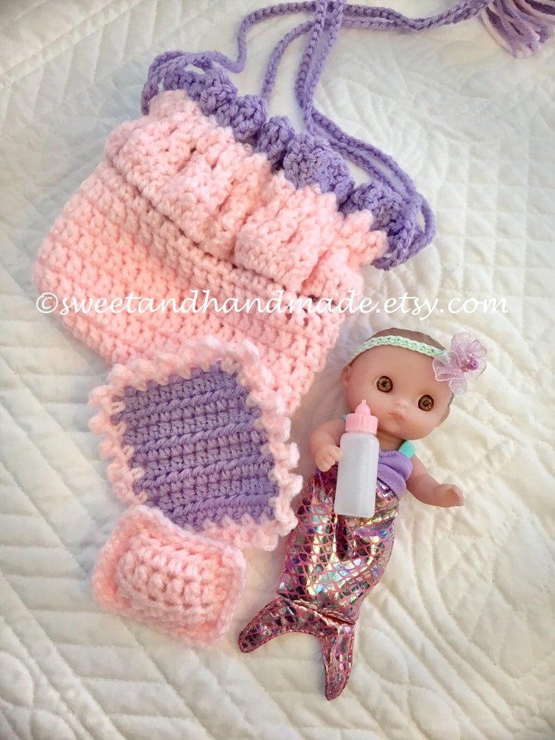Cradle Purse Crochet Cradle Purse With Mermaid Doll Blanket Pillow and ...