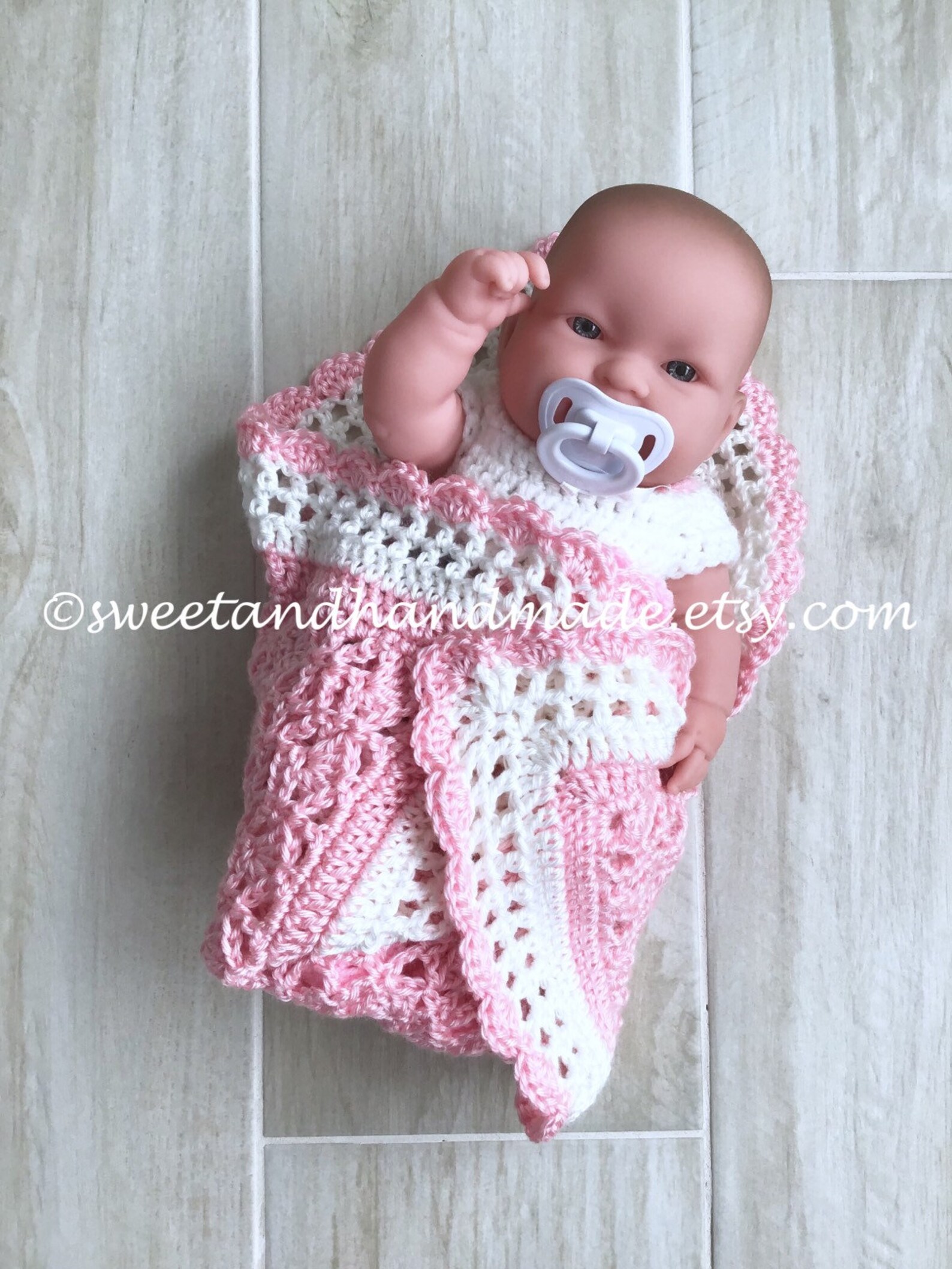 Doll Blanket Crochet Doll Blanket Pink White Doll Blanket Doll Blanket ...