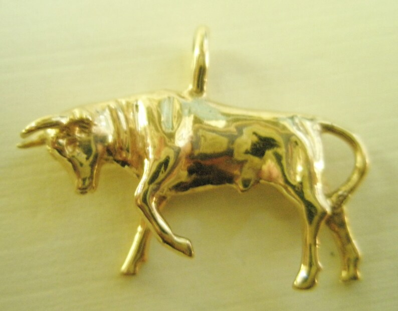 Taurus Zodiac Sign 14 Karat Gold Pendant - Etsy