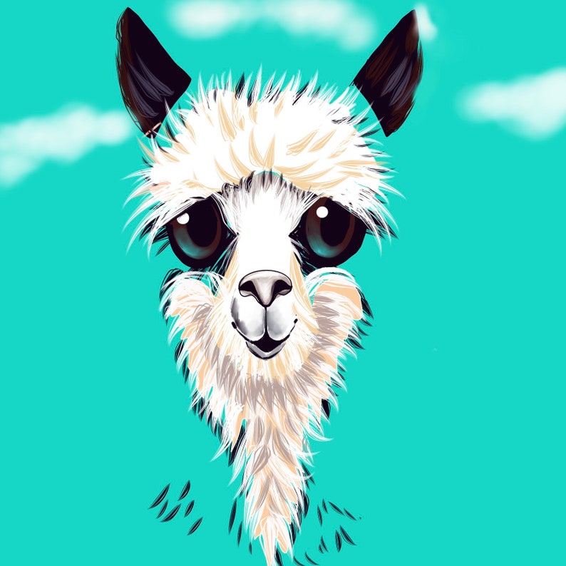 5 Alpaca Cartoon Funny Wall Artwork Print Cute DIGITAL Cactus - Etsy