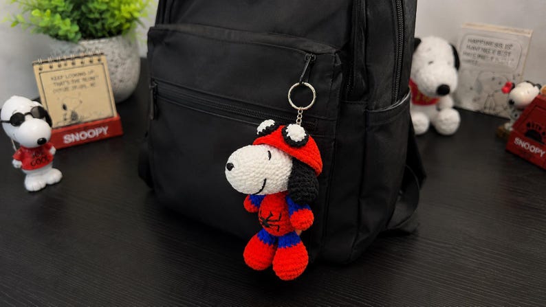 Crochet Snoopy Spider Man Plush Doll | Handmade Amigurumi Spidey Bag ...