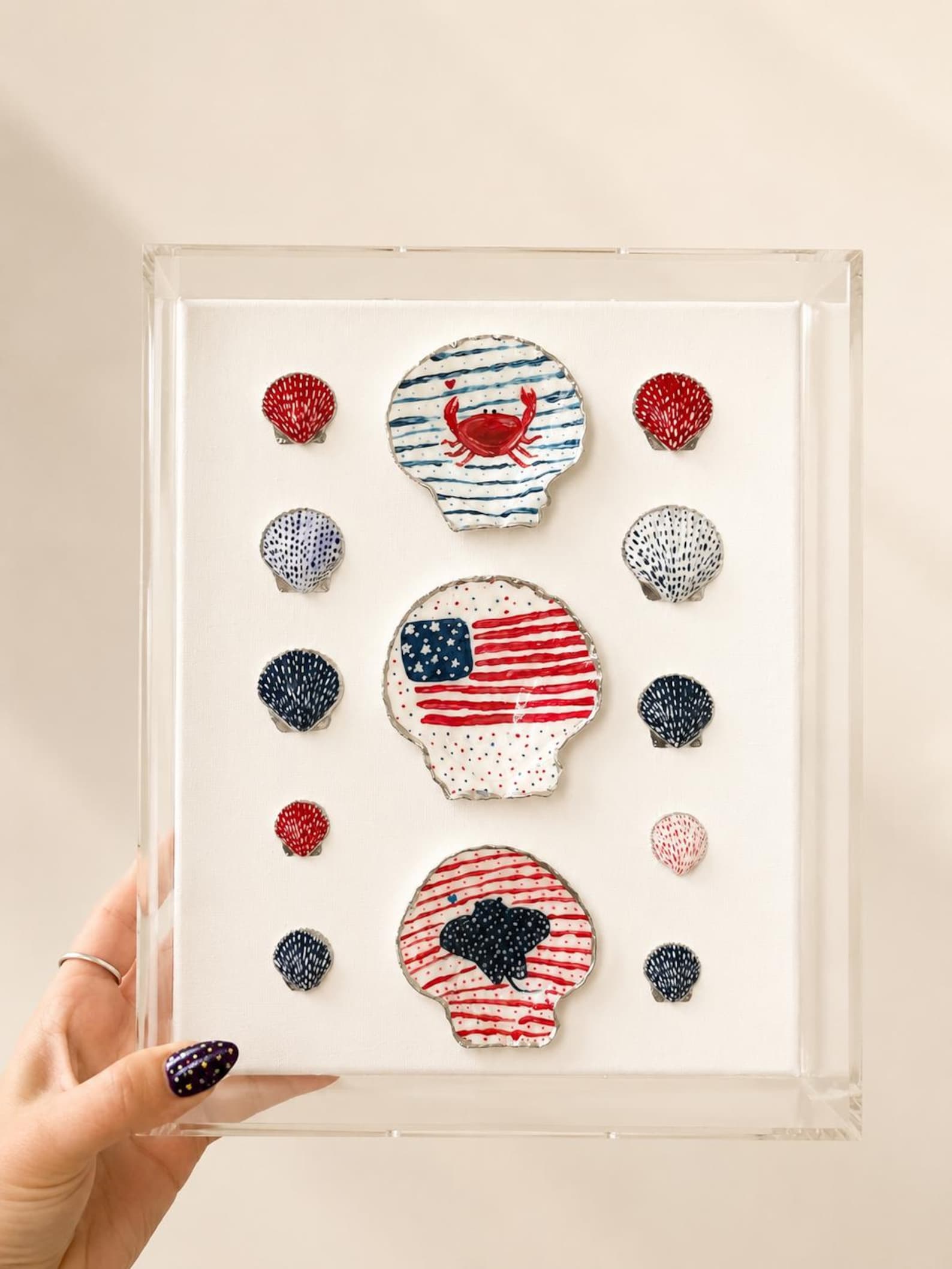 8x10 Red, White, and Blue Scallop Shadow Box - Etsy