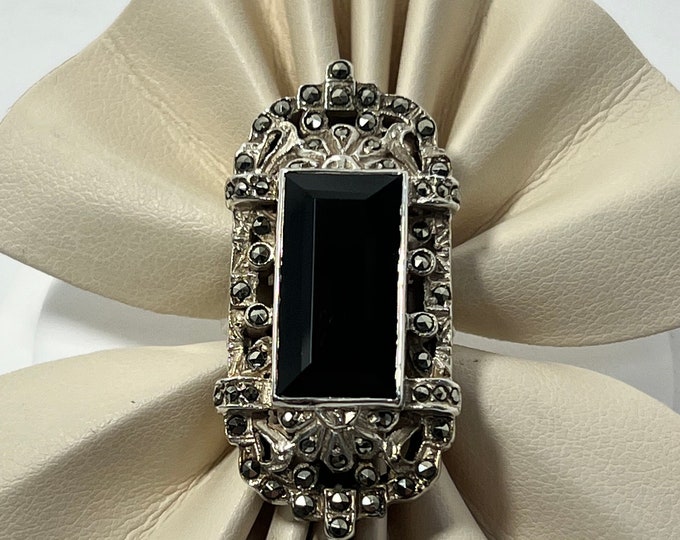 Sterling Silver Ring / Faux Garnet / Large Stone/ Big / Oval / Faceted ...