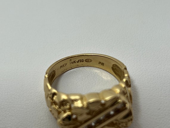 14K Yellow Gold Nugget Style Diamond Ring - Gem