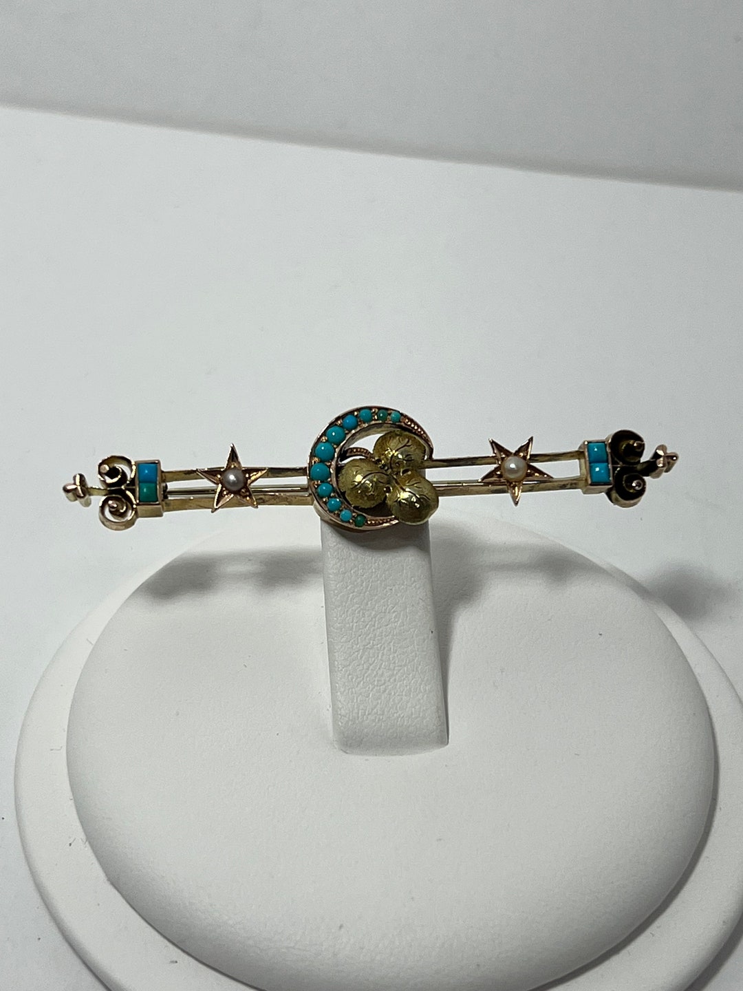 Vintage 14K Gold Masonic Brooch With Turquoise and Seed Pearls - Etsy