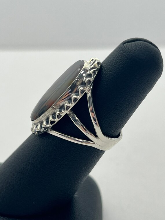 Vintage Sterling Silver Scenic Agate Ring - Gem