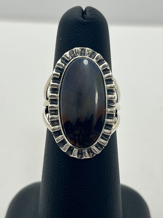 Vintage Sterling Silver Scenic Agate Ring - Gem