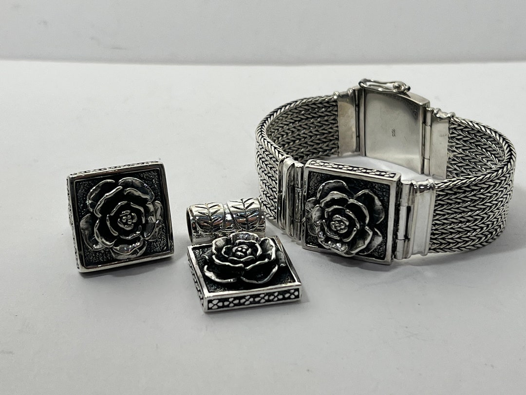 Vintage Sterling Silver Floral Motif Jewelry Set - Etsy