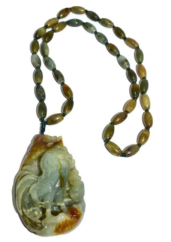 Carved Jade Rooster Necklace - Gem