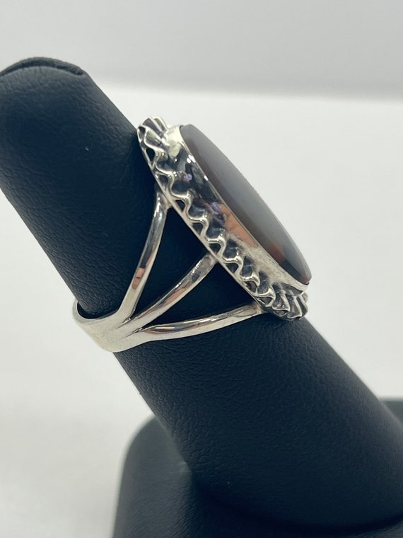 Vintage Sterling Silver Scenic Agate Ring - Gem