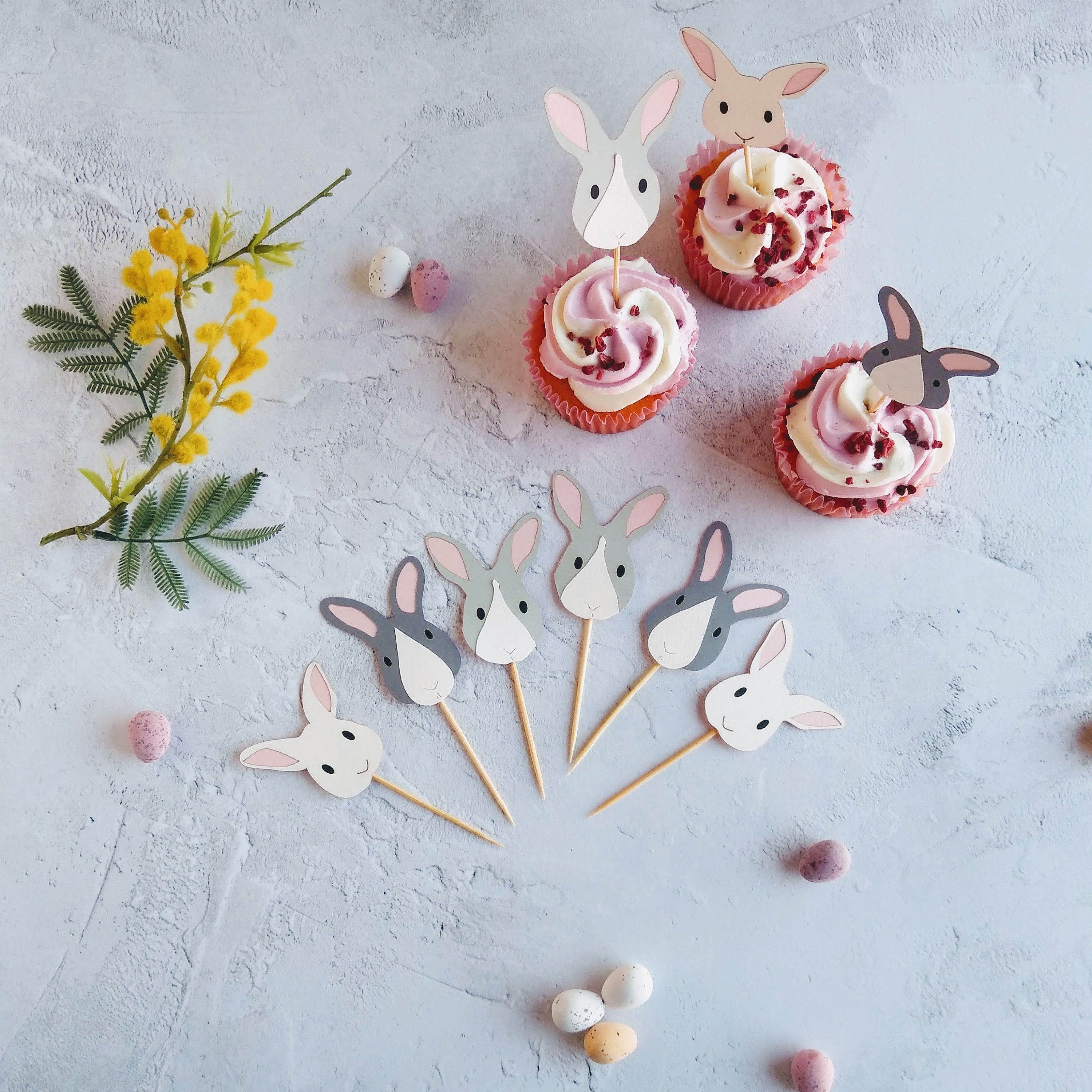 Easter Bunny Cupcake Toppers Eco Friendly Easter Decorations | Etsy