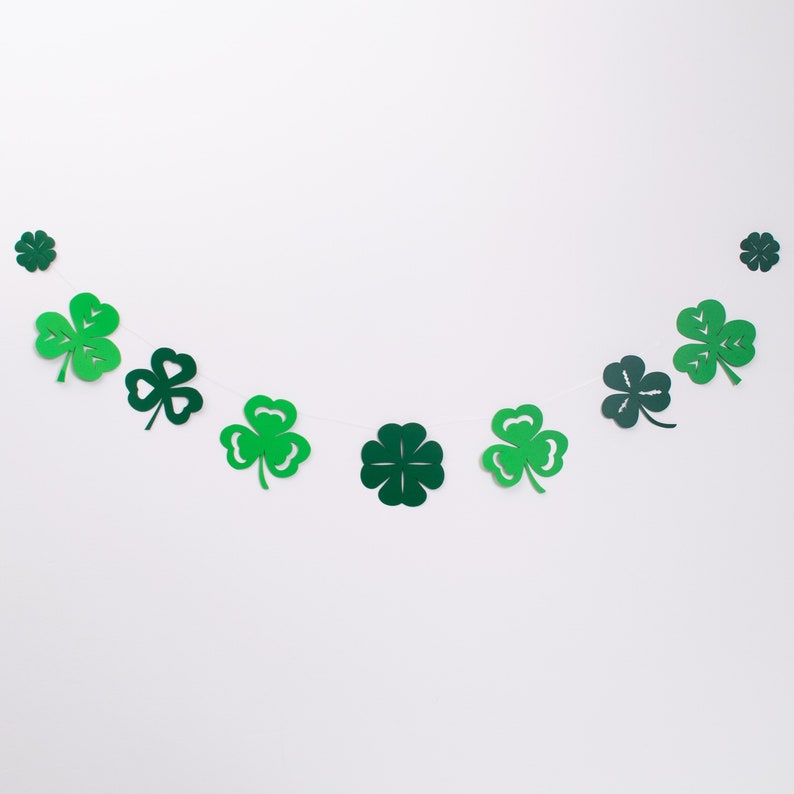 Shamrock Garland St Patricks Day Decor Irish Four Leaf | Etsy