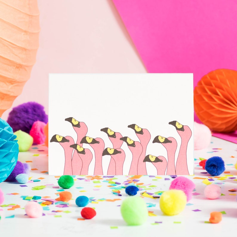 Flamingo Invitation Birthday Card Encouragement Card Get | Etsy