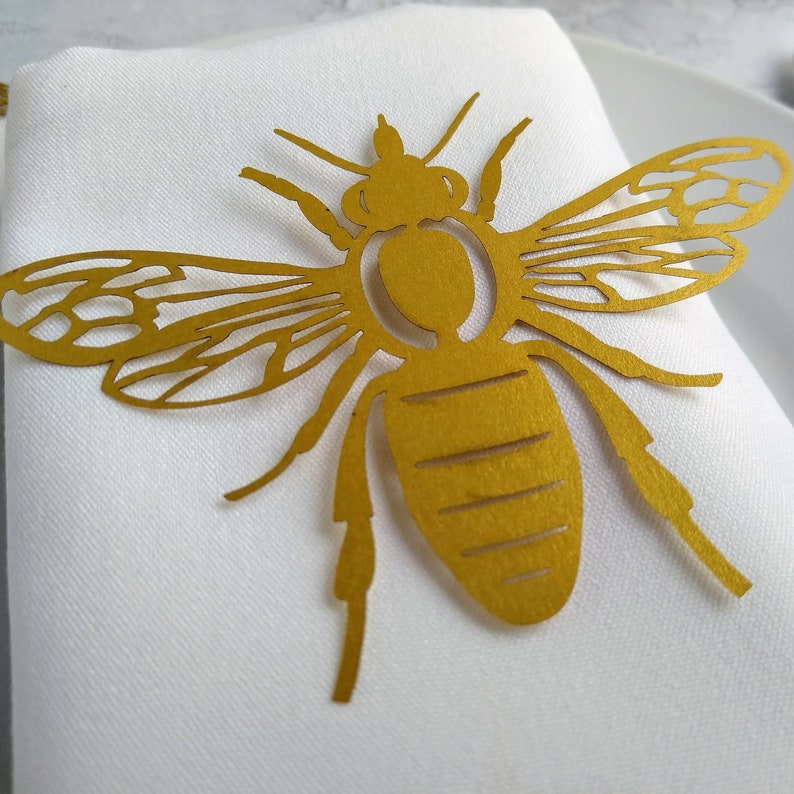 Set of 6 Gold Bee Table Decorations Gold Honey Bee Place - Etsy