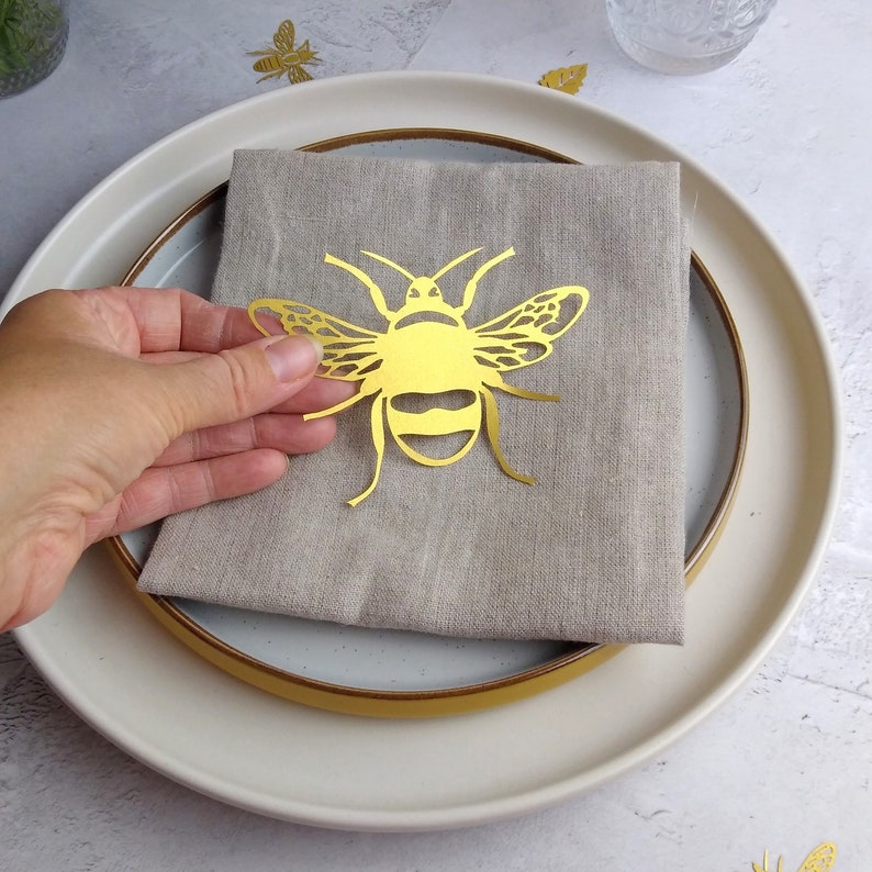 Set of 6 Gold Bee Table Decorations Gold Honey Bee Place - Etsy