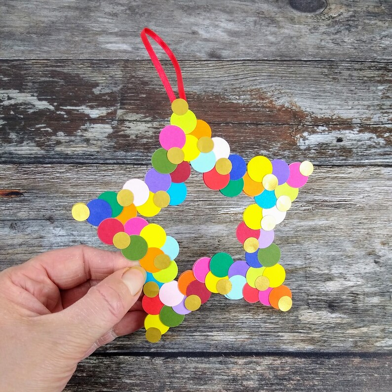 Set of 6 Rainbow Star Christmas Ornaments Colourful Modern - Etsy