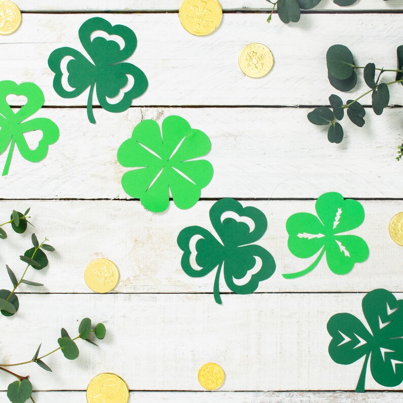 Shamrock Garland St Patricks Day Decor Irish Four Leaf | Etsy