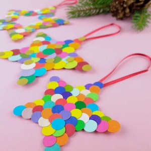 Set of 6 Rainbow Star Christmas Ornaments, Colourful Modern Christmas ...
