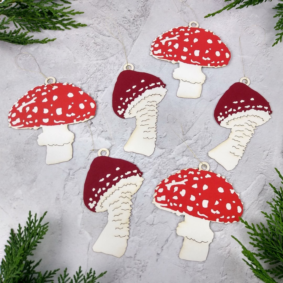 Christmas Mushroom Ornaments Set of 6, Toadstool Tree Decorations - Etsy
