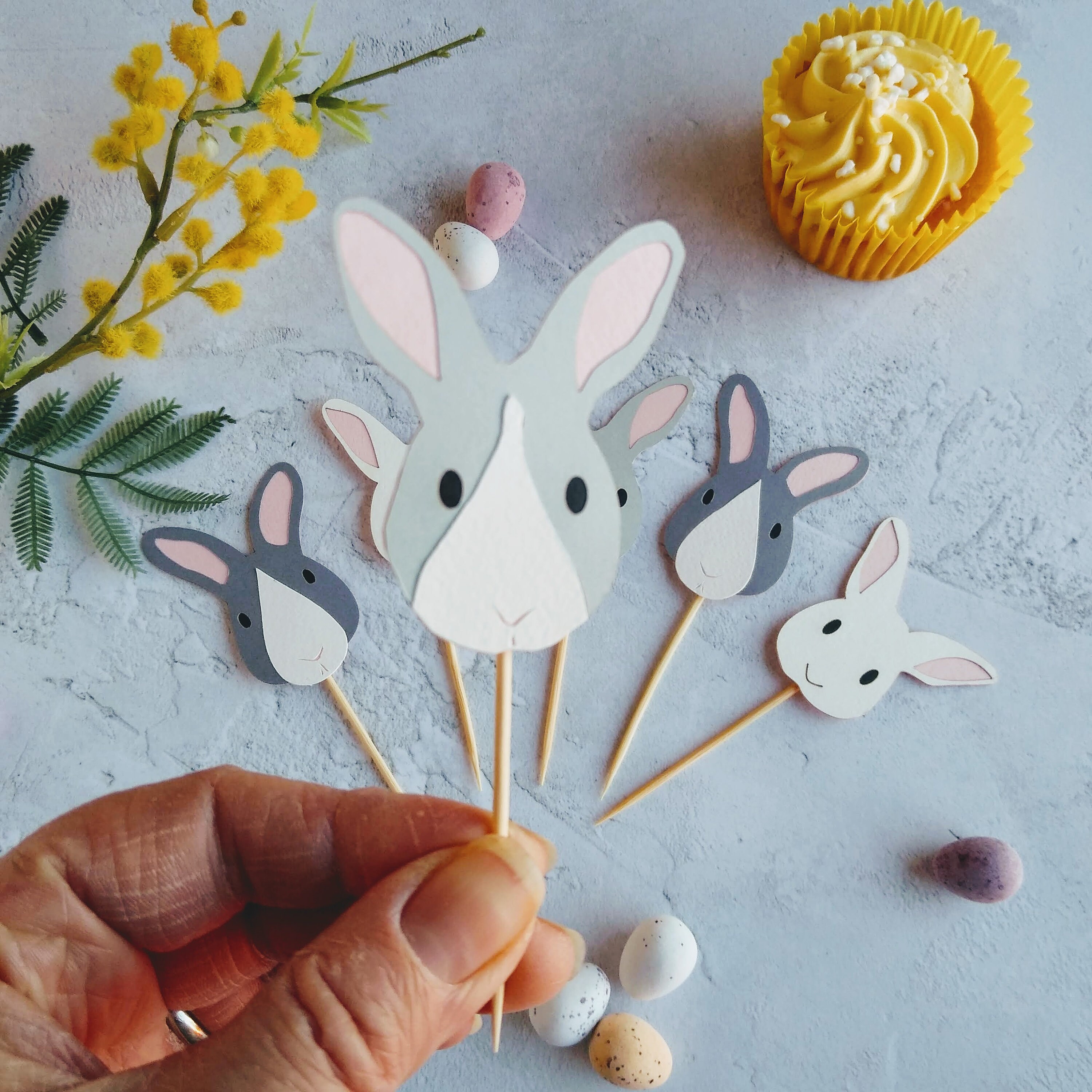 Easter Bunny Cupcake Toppers Eco Friendly Easter Decorations | Etsy