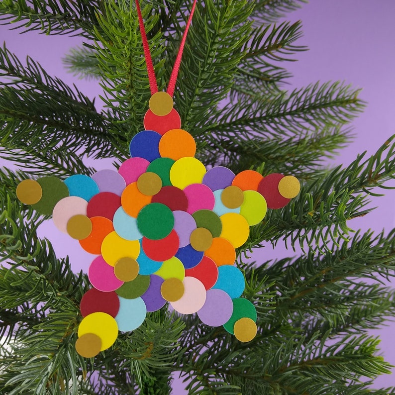 Set of 6 Rainbow Star Christmas Ornaments Colourful Modern - Etsy