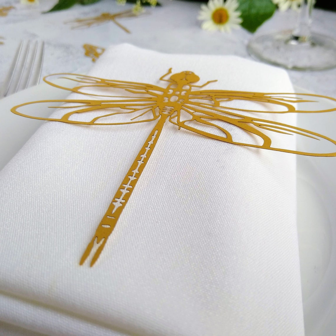 Gold dragonfly place setting decoration Set of 6 dragonfly | Etsy