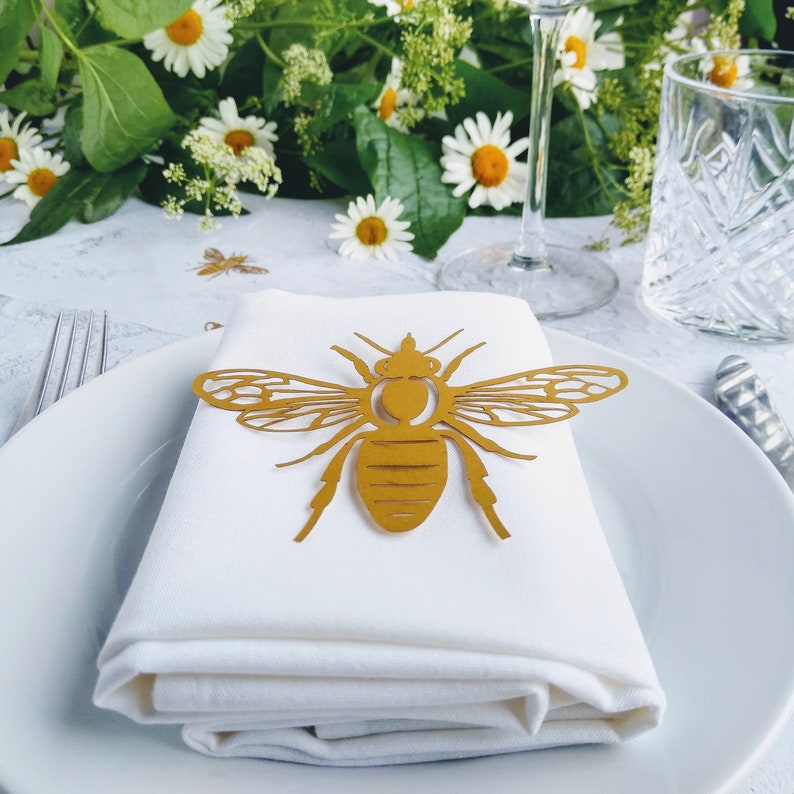 Set of 6 Gold Bee Table Decorations Gold Honey Bee Place - Etsy