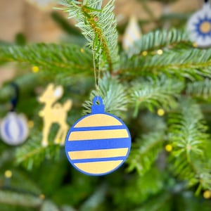 Set of 7 Blue and Gold Handmade Paper Christmas Decorations, Paper ...