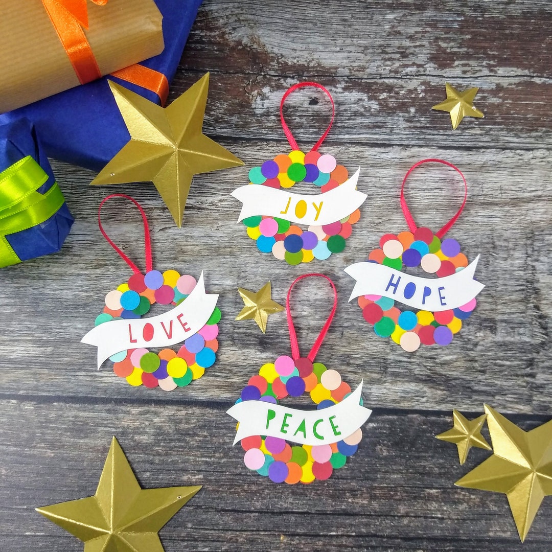 Set of 4 Colourful Christmas Baubles, Handmade Paper Christmas ...