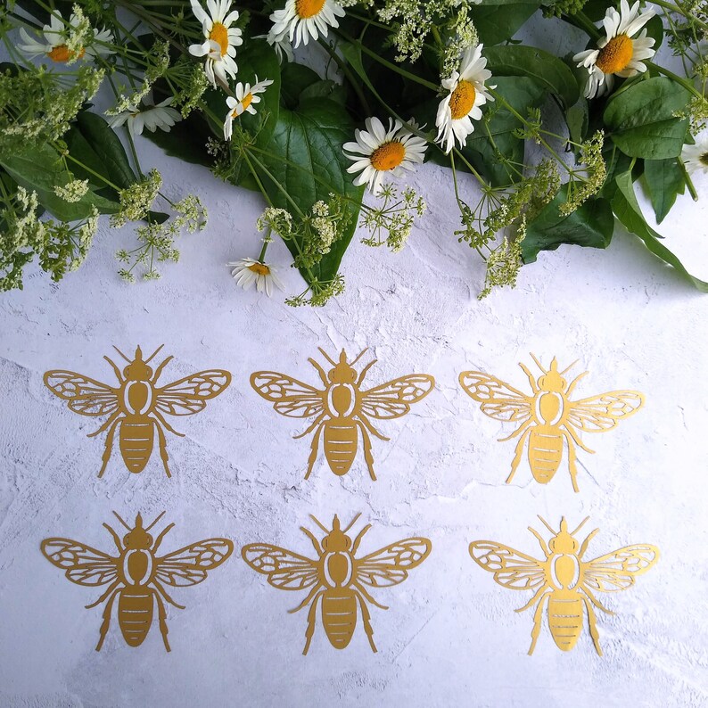 Set of 6 Gold Bee Table Decorations Gold Honey Bee Place - Etsy