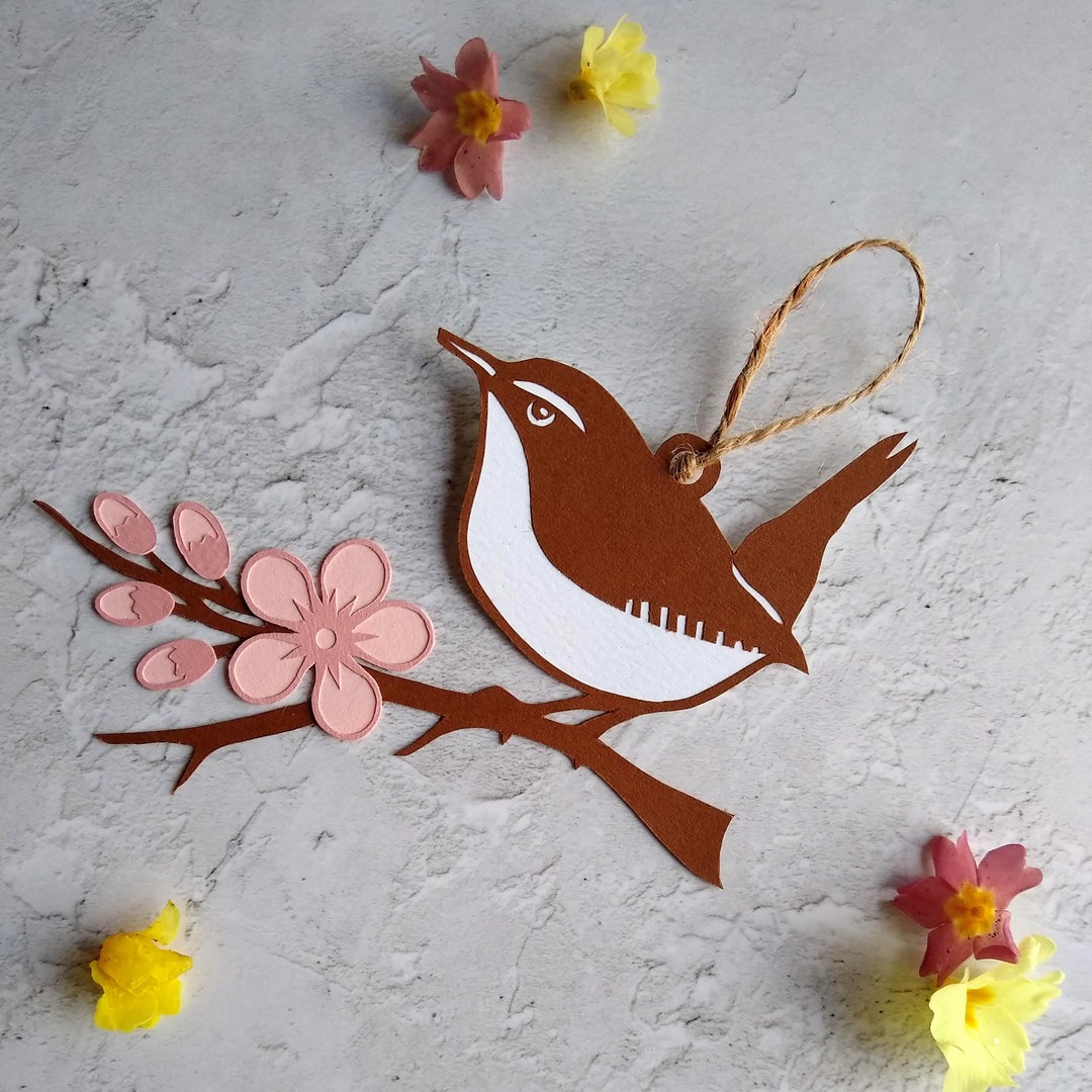 Wren Papercut Decoration, Spring Hanging Decoration, Easter Tree ...