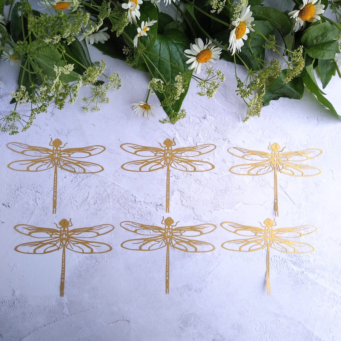 Gold dragonfly place setting decoration Set of 6 dragonfly | Etsy