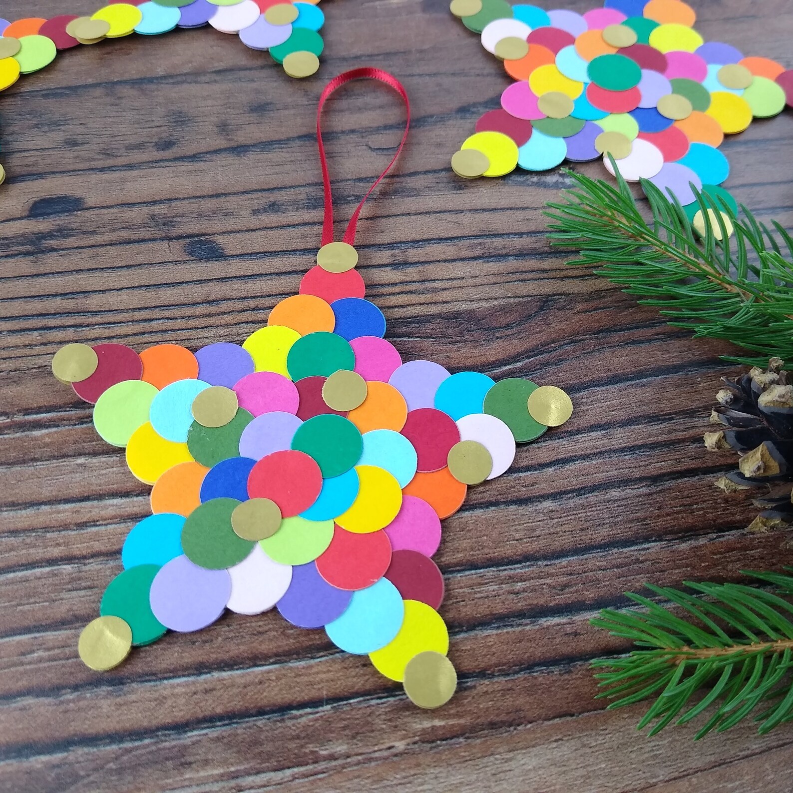Set of 6 Rainbow Star Christmas Ornaments Colourful Modern - Etsy