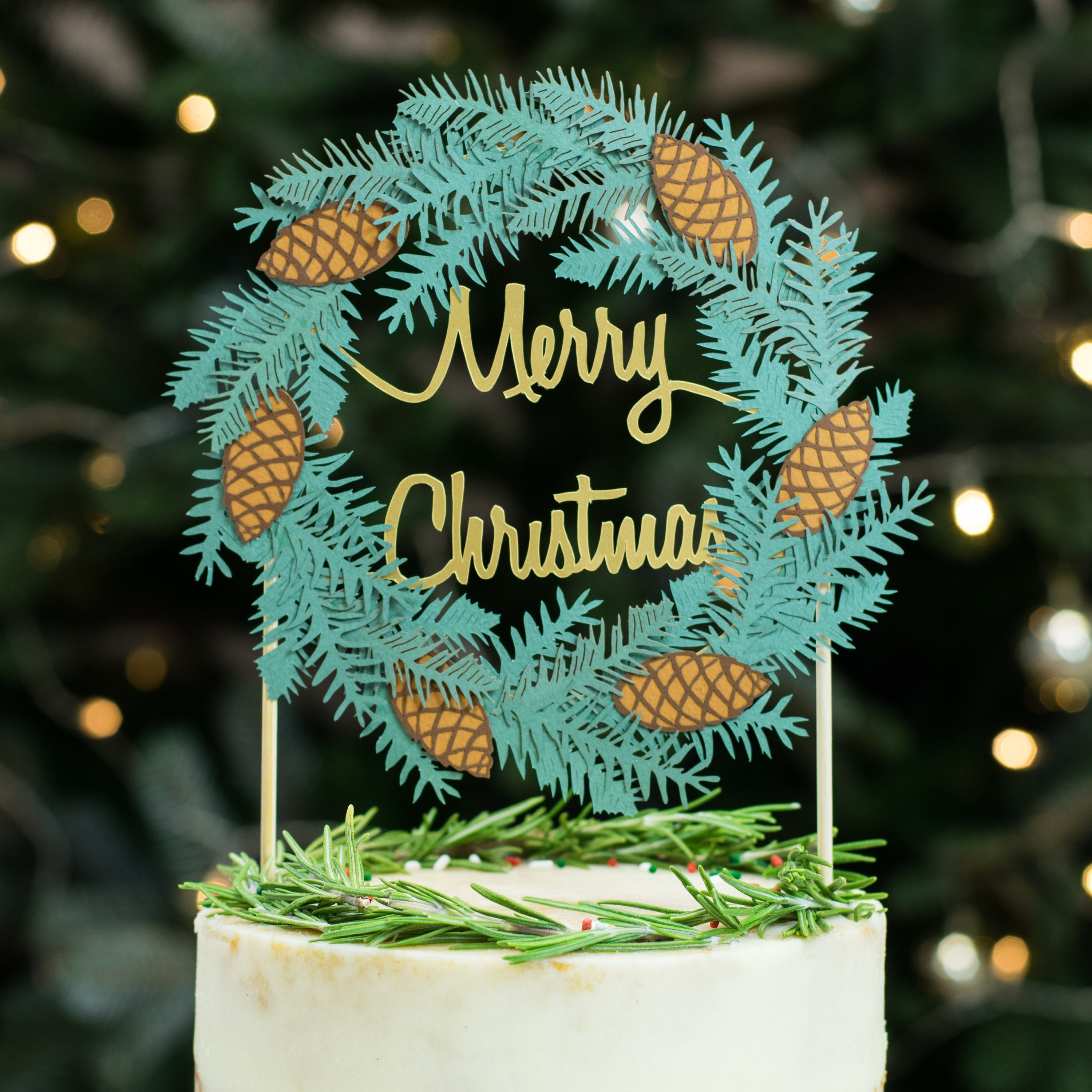 Christmas Wreath Cake Topper Holiday Cake Decoration - Etsy