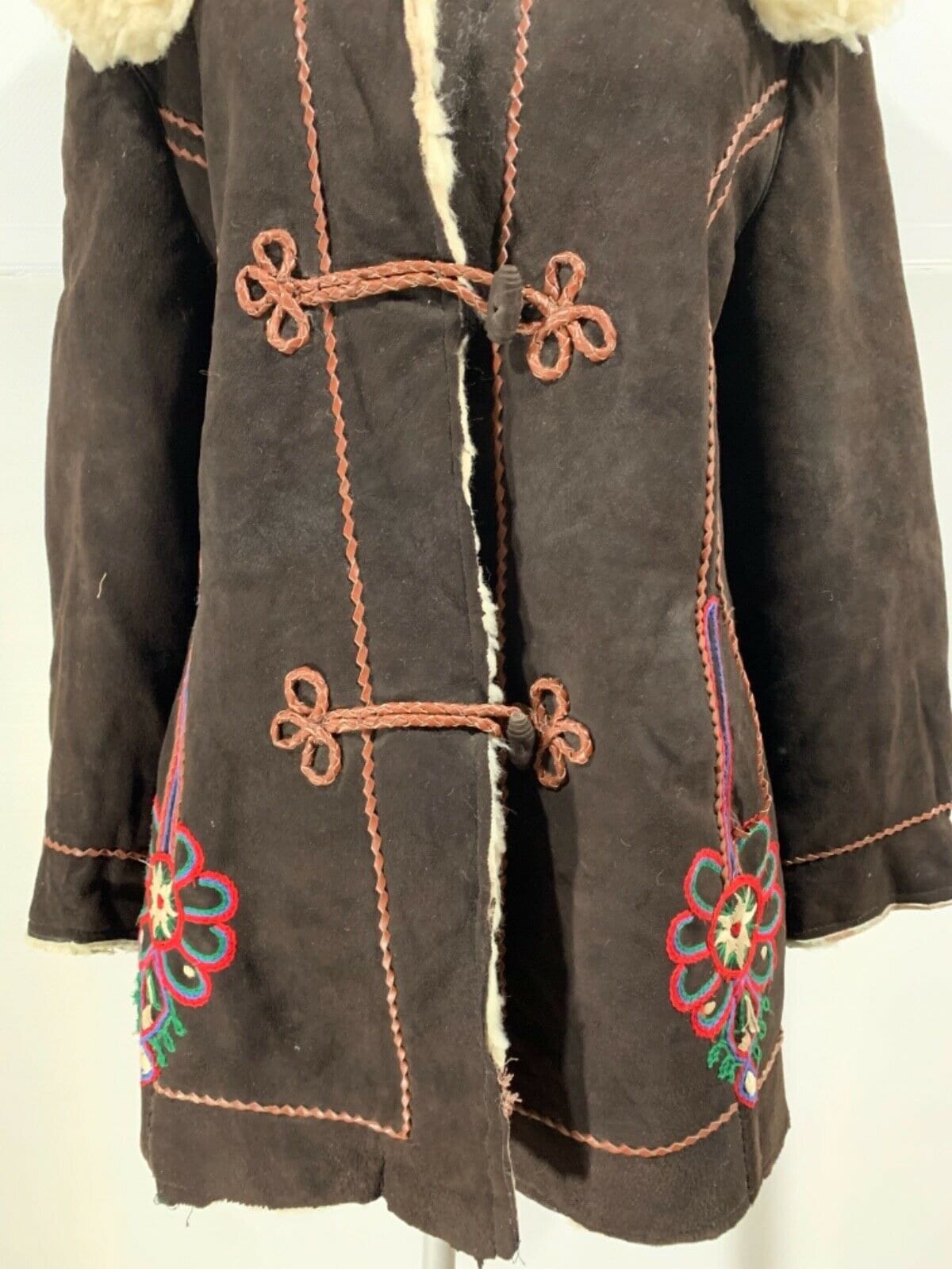 Vintage Embroidered Shearling Afghan Jacket Coat Medium Large // 70s ...