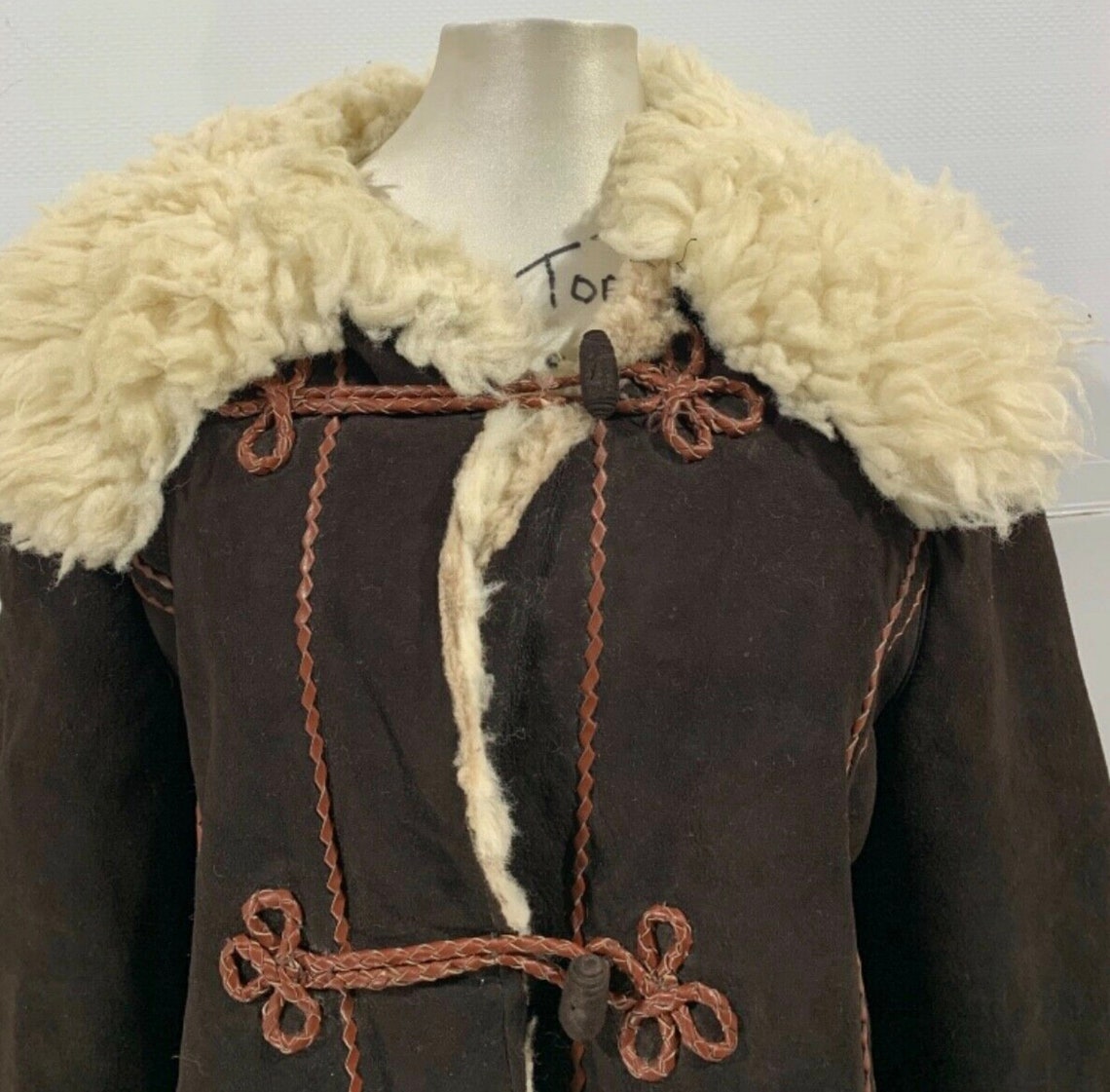 Vintage Embroidered Shearling Afghan Jacket Coat Medium Large // 70s ...